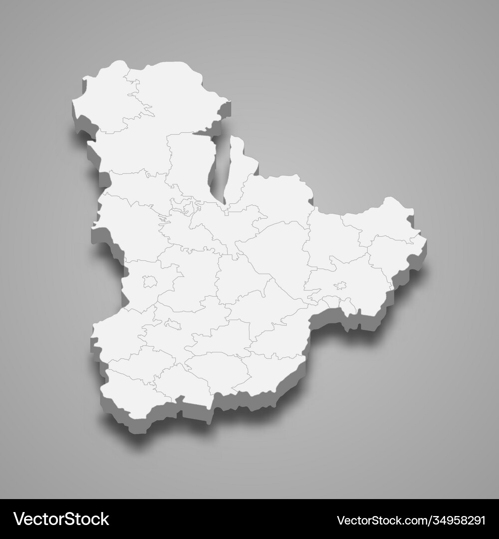 3d isometric map kyiv oblast is a region Vector Image