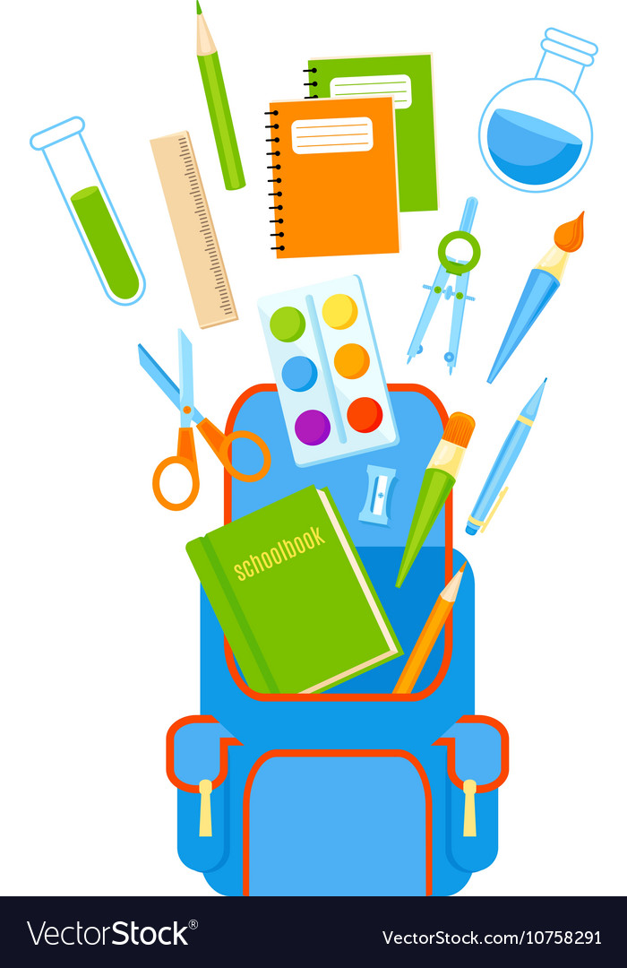 Backpack with school supplies Royalty Free Vector Image