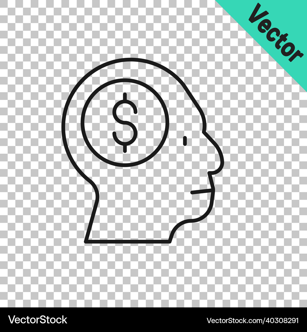 Black line business man planning mind icon Vector Image