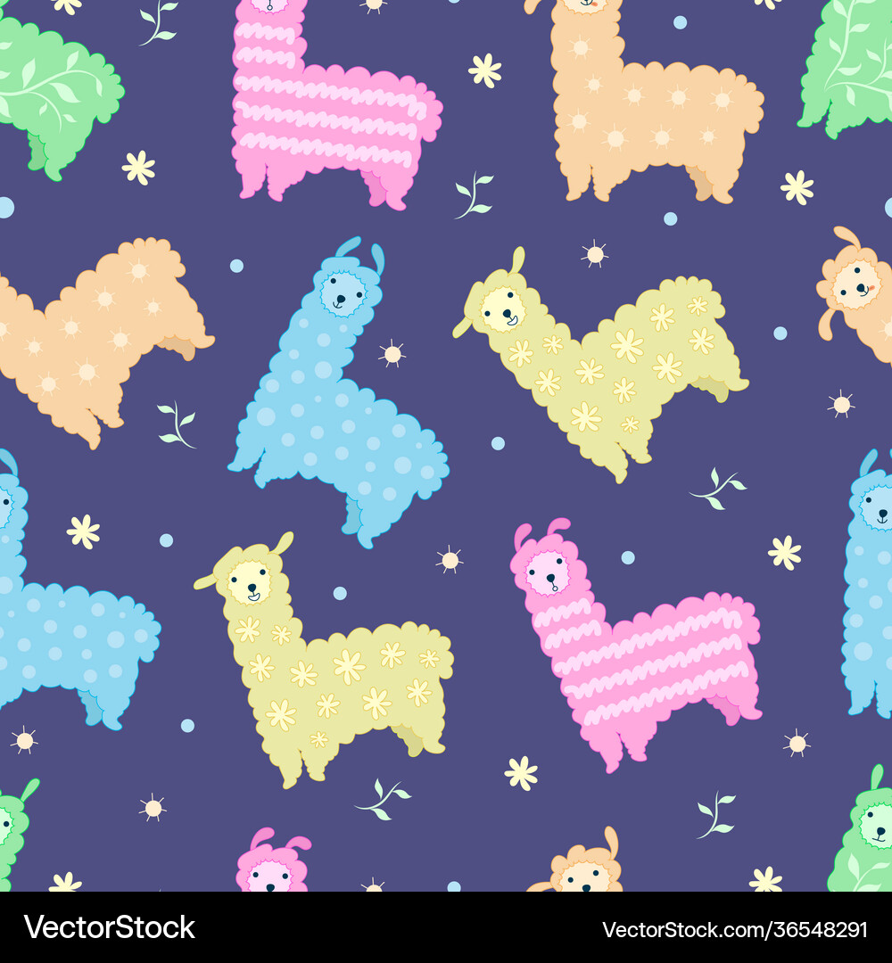 Cute colouring lamas seamless pattern for baby Vector Image