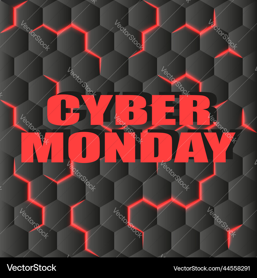 Cyber monday red text promotion poster mockup Vector Image