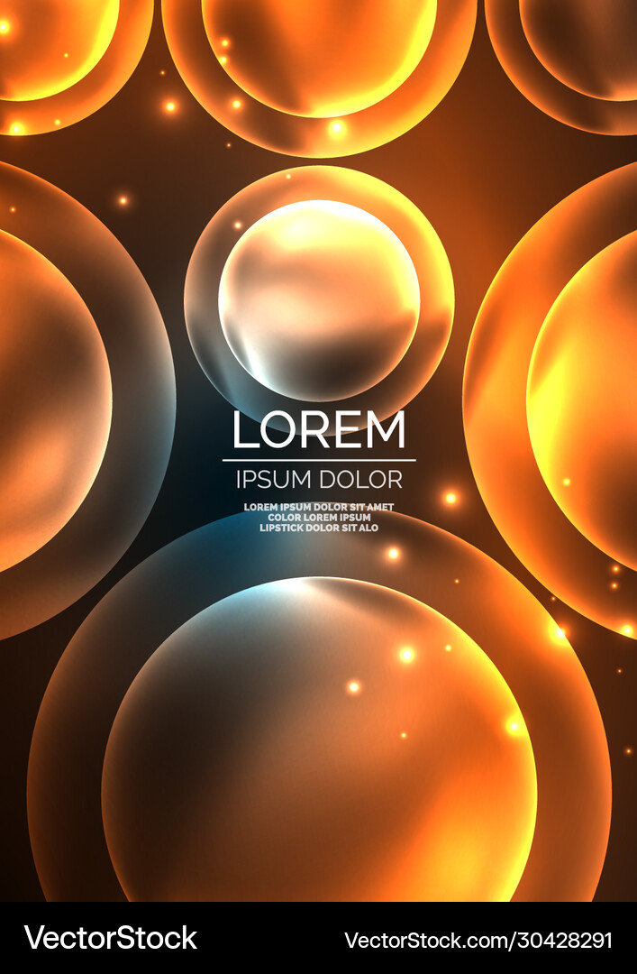 Glowing neon shiny transparent bubbles glass Vector Image
