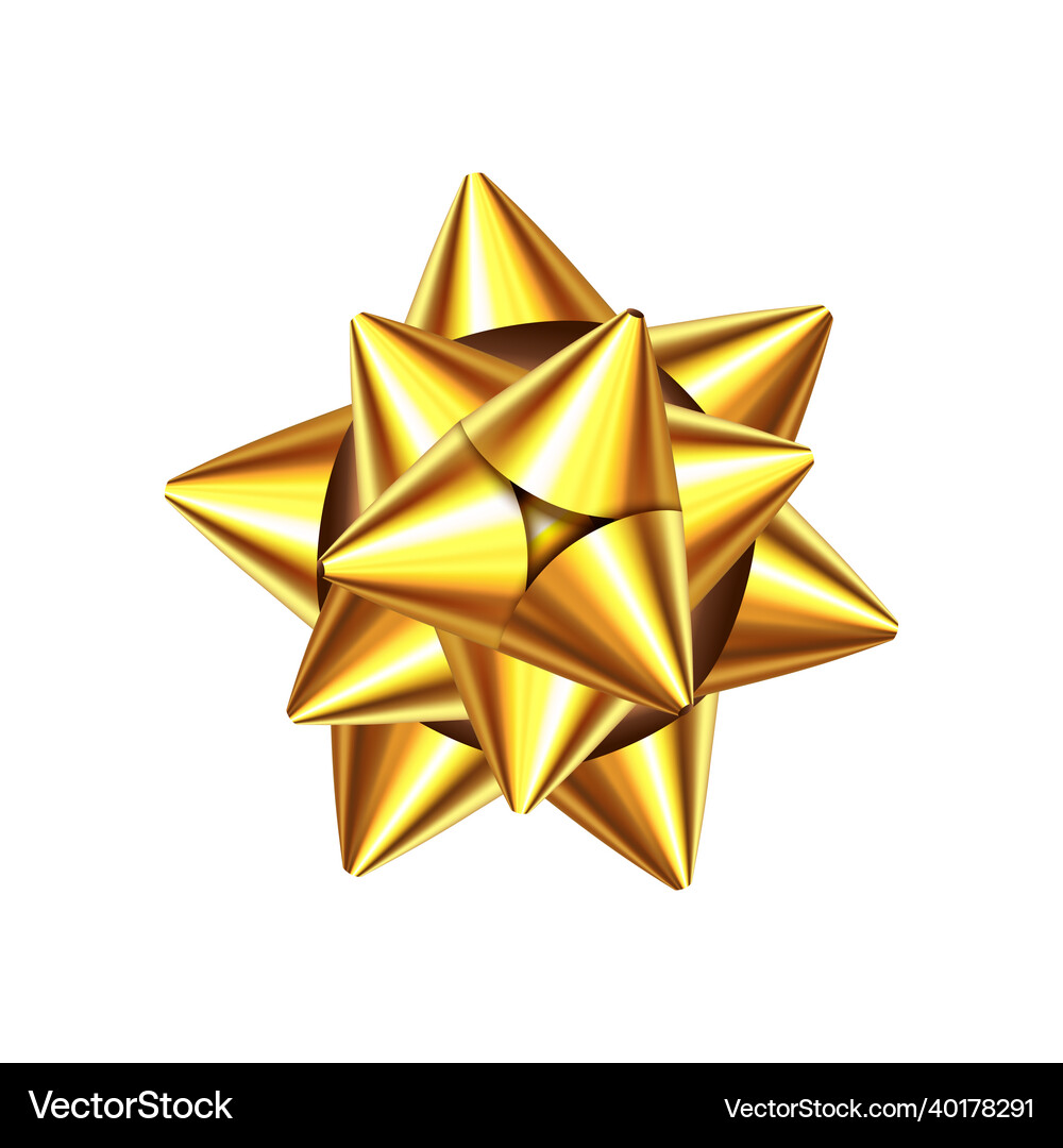 Golden decorative gift bow isolated on white Vector Image