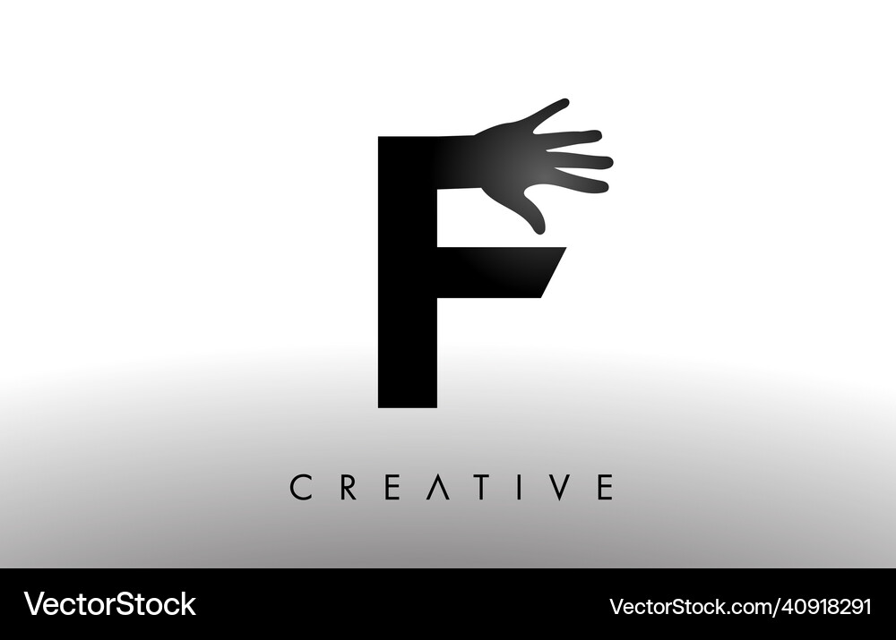 Letter f logo with hand silhouette icon creative Vector Image