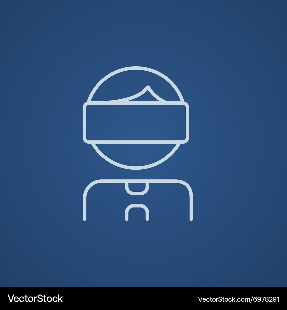 Man wearing virtual reality headset line icon Vector Image