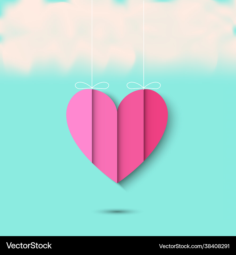 Pink heart with a gradient hanging on rope Vector Image