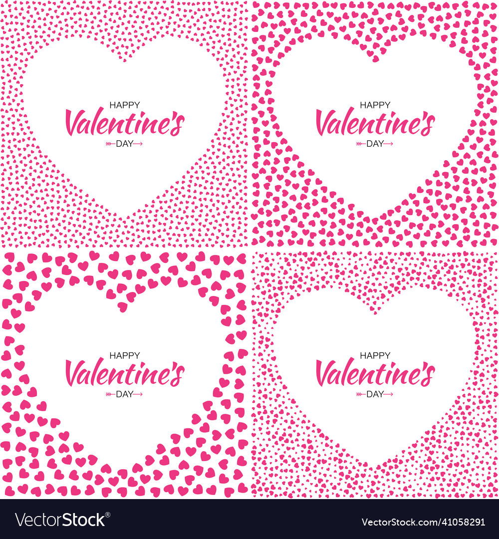Pink hearts frame backgrounds set valentines day Vector Image