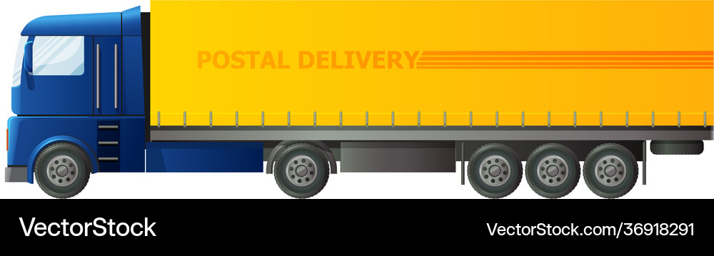 Postmans car with postal parcel and lot Royalty Free Vector