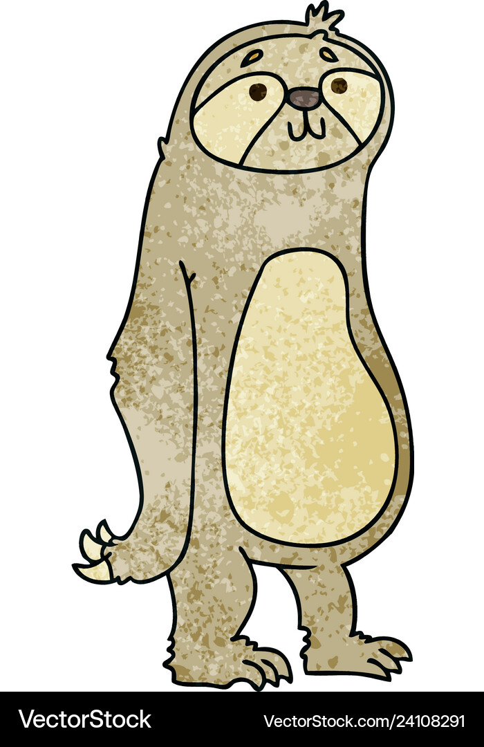 Quirky hand drawn cartoon sloth Royalty Free Vector Image