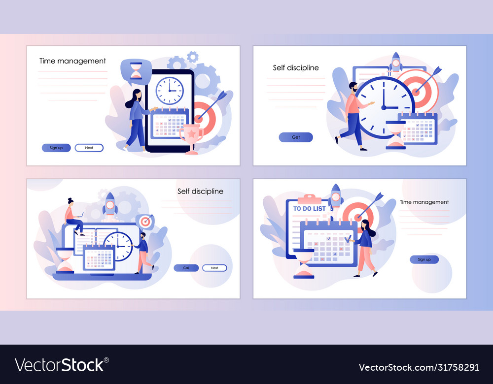 Self discipline concept time management Royalty Free Vector