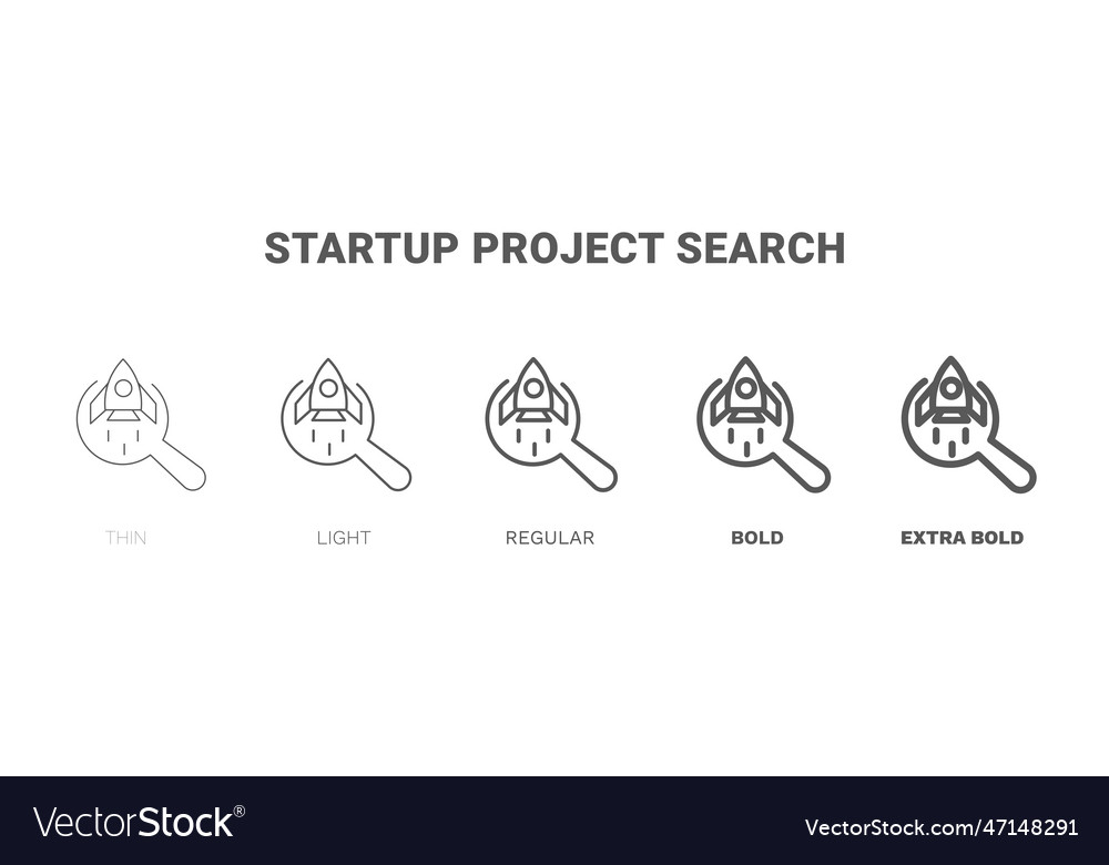 Startup project search icon thin regular bold Vector Image