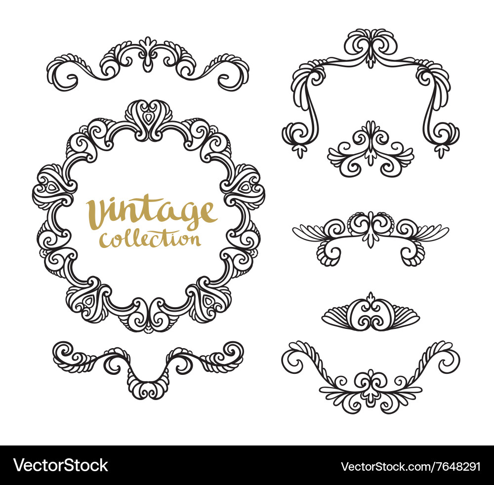 Vintage Ornamental Calligraphic Designs Set Vector Image
