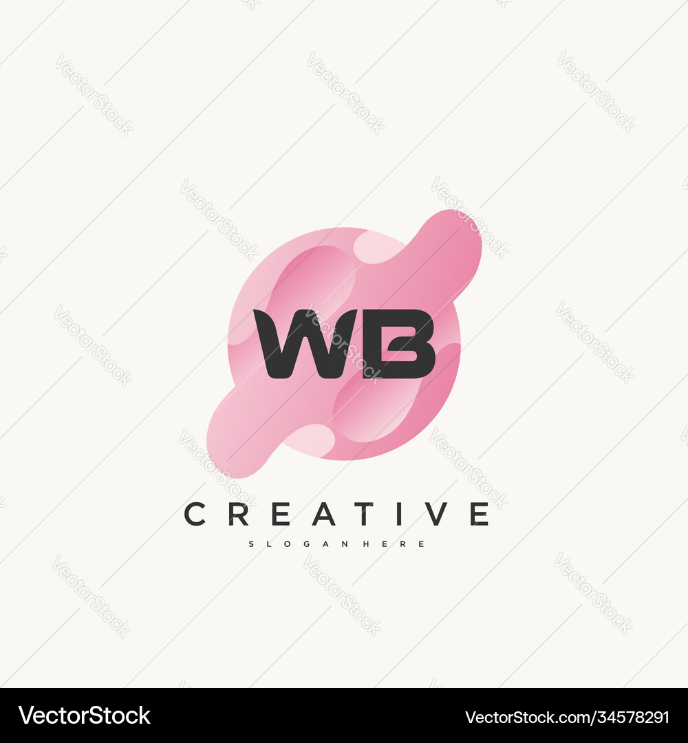 Wb initial letter colorful logo icon design Vector Image
