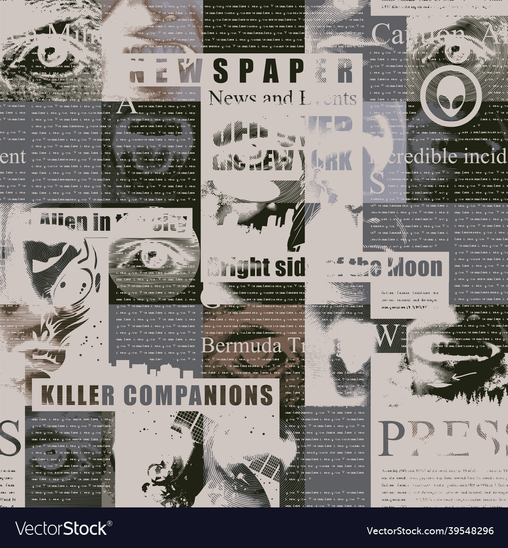 Abstract seamless pattern on a newspaper theme Vector Image Abstract seamless pattern on a newspaper theme Vector Image