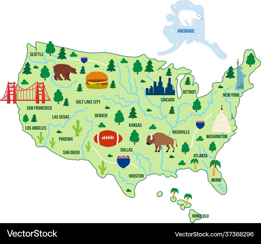 Us Map Cartoon