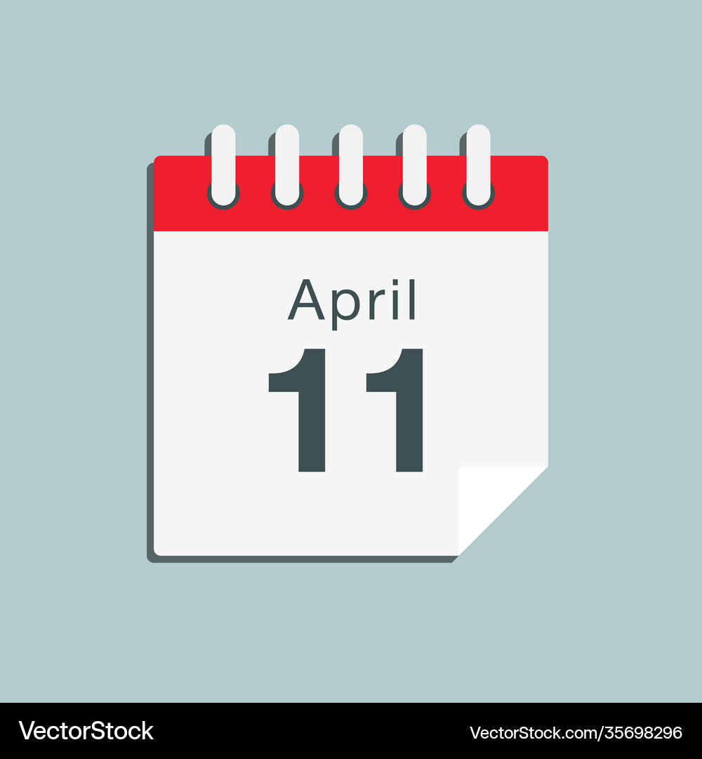 Icon day date 11 april template calendar page Vector Image