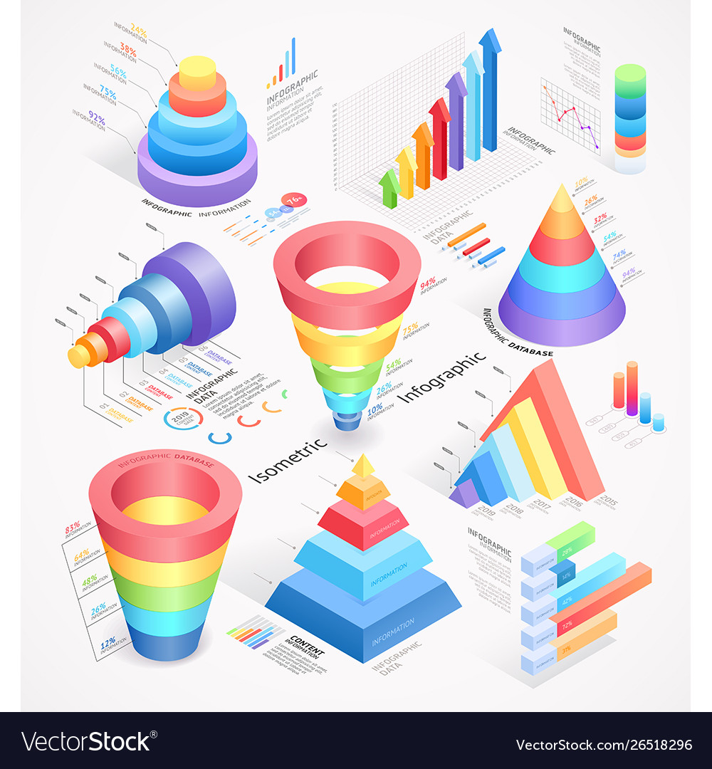 Infographics isometric elements Royalty Free Vector Image