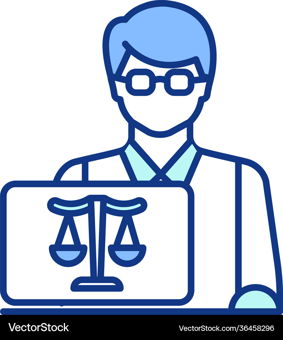 Jurist rgb color icon Royalty Free Vector Image