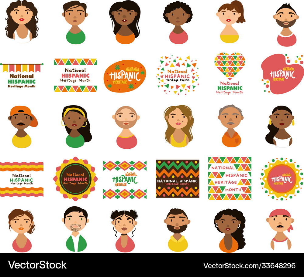 People characters and national hispanic heritage Vector Image