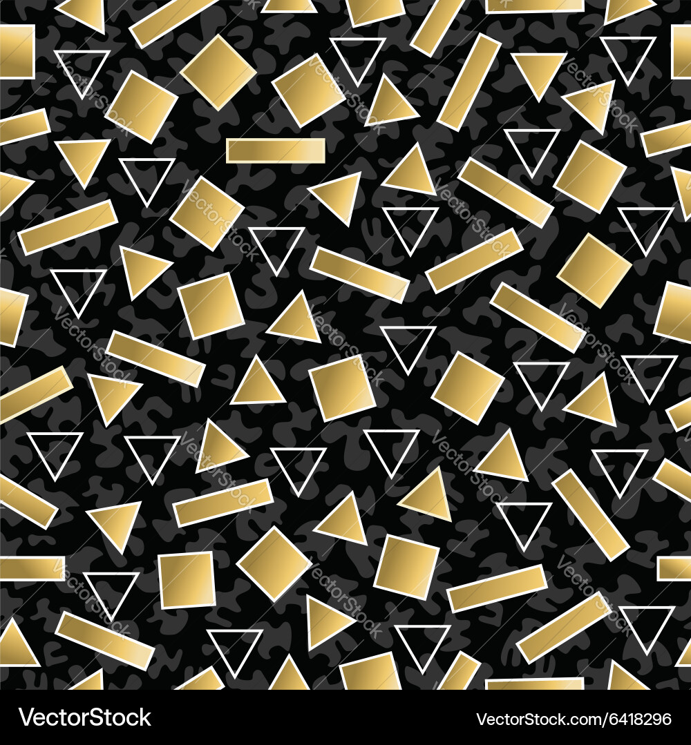 Retro 80s geometry seamless pattern gold shape Vector Image
