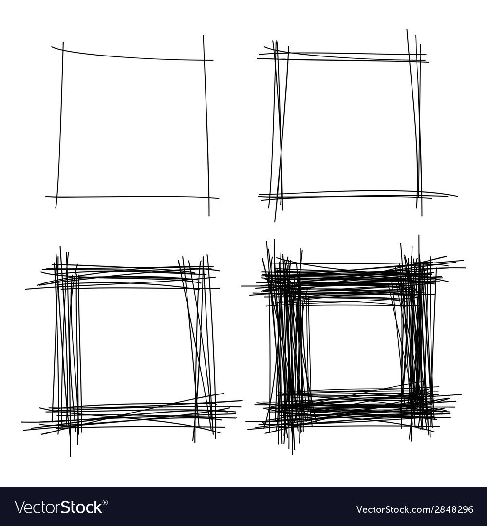 Set of hand drawn scribble squares design elements
