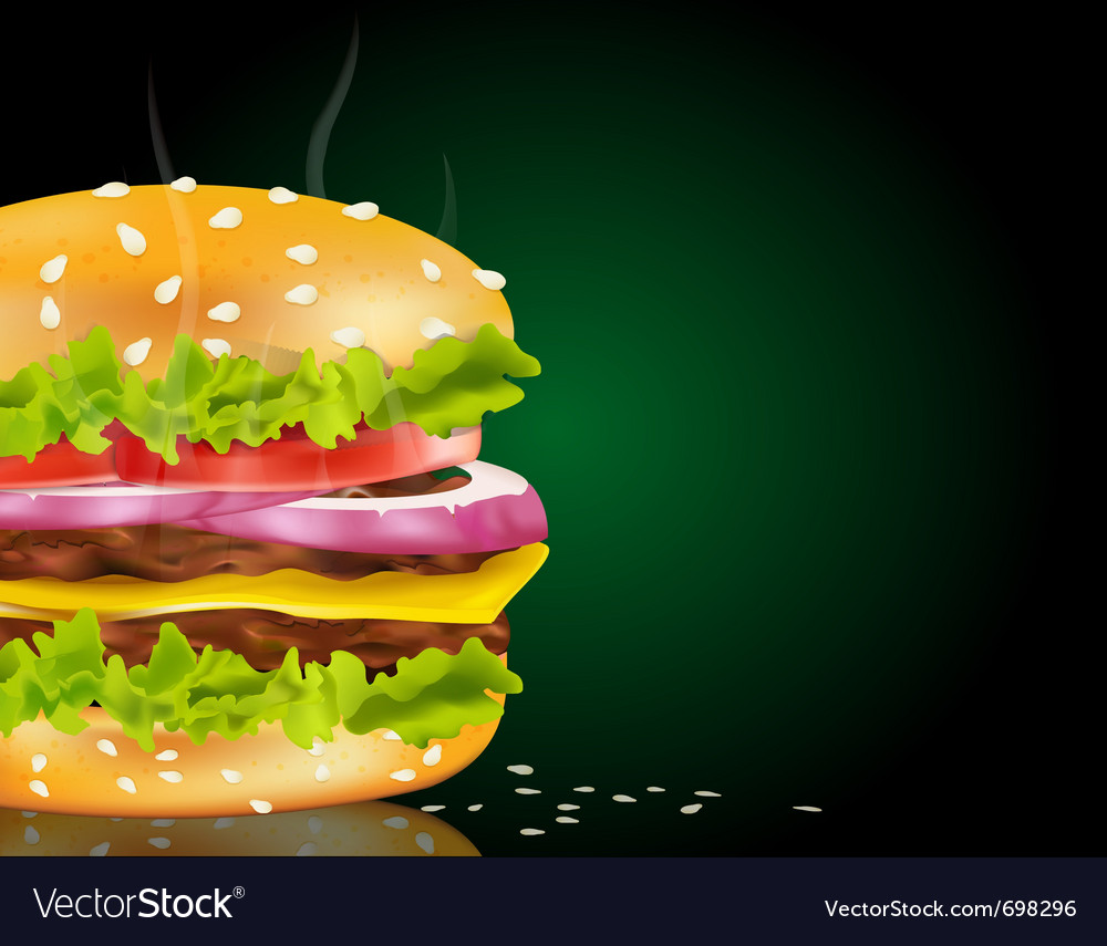 Steaming cheeseburger background Royalty Free Vector Image