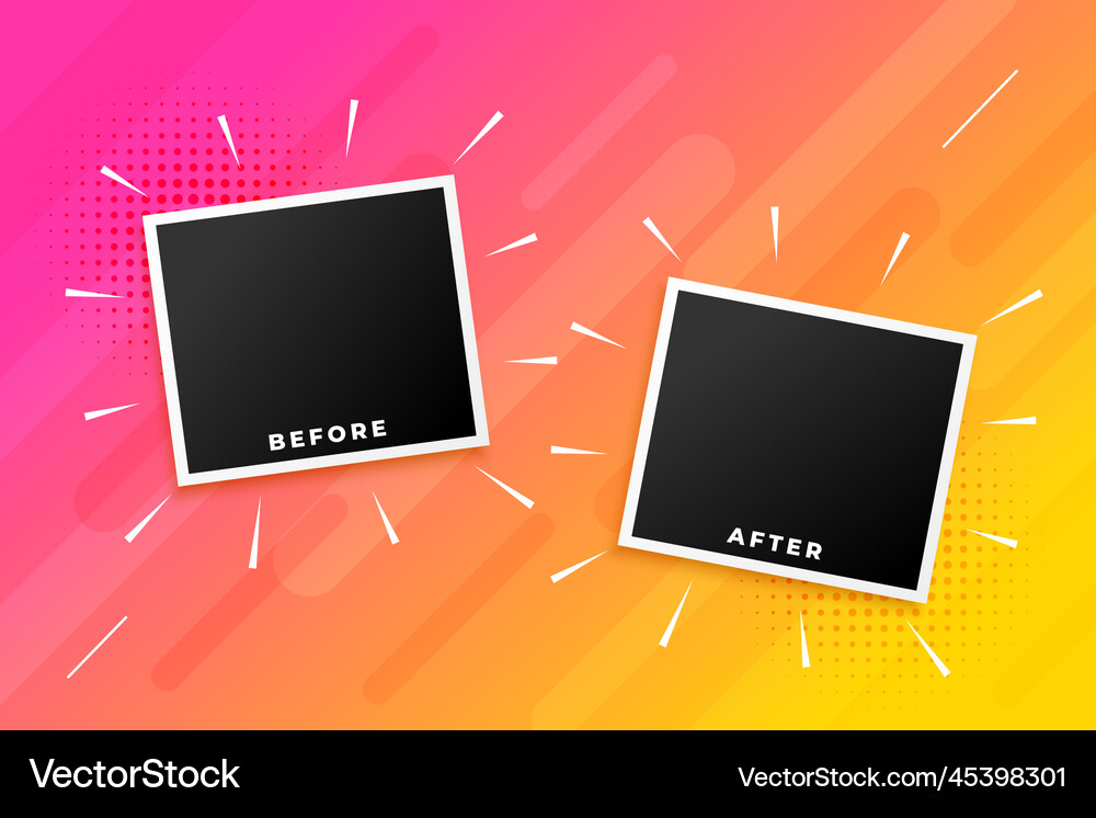 Before and after photo frame template in battle Vector Image