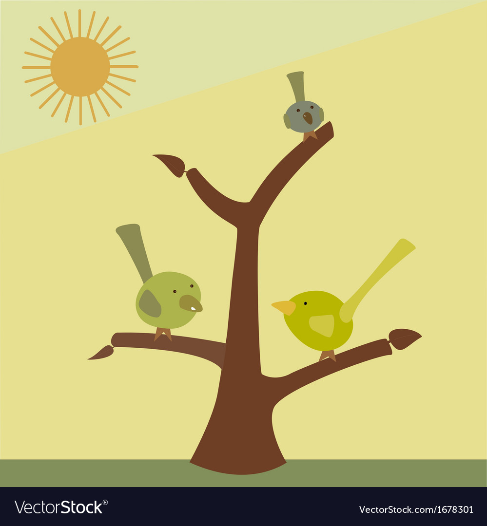 Bird on a tree branch Royalty Free Vector Image