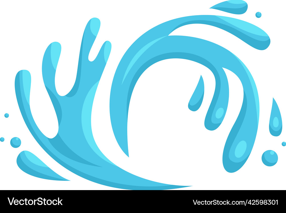 Cartoon with water splash and drops Royalty Free Vector