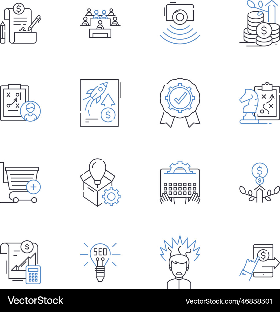 Customer engagement line icons collection Vector Image