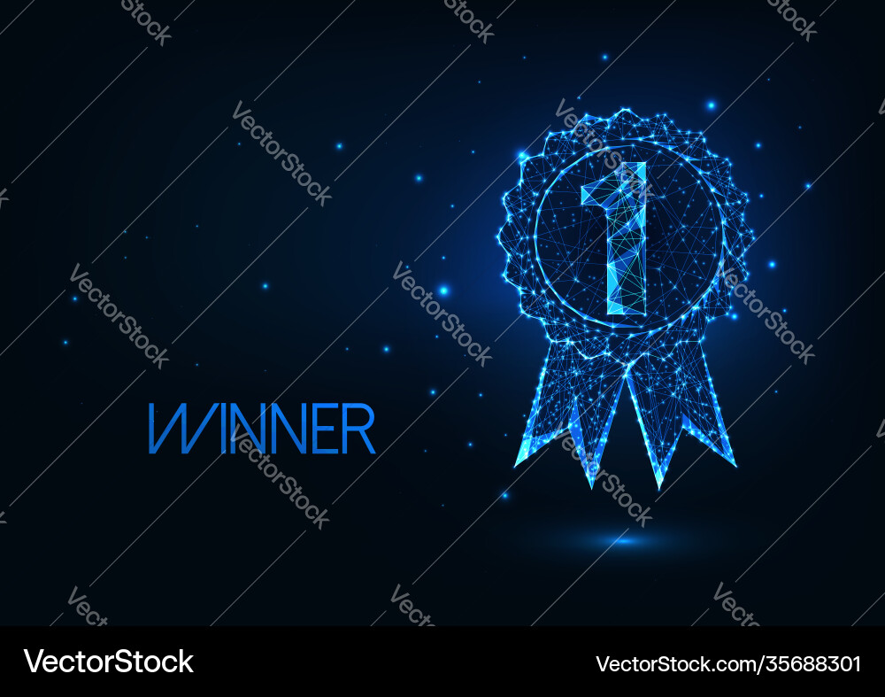 Futuristic first place winner award badge concept Vector Image