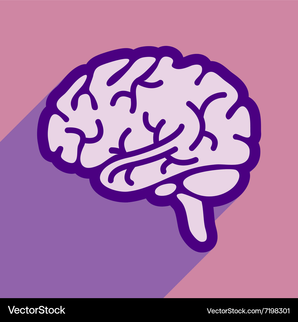 Icon of human brain in flat style Royalty Free Vector Image