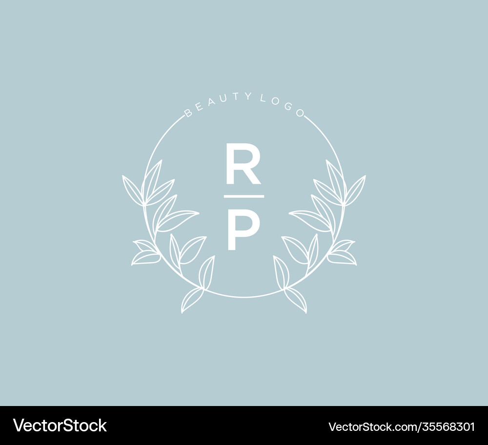 Initial rp letters beautiful floral feminine Vector Image