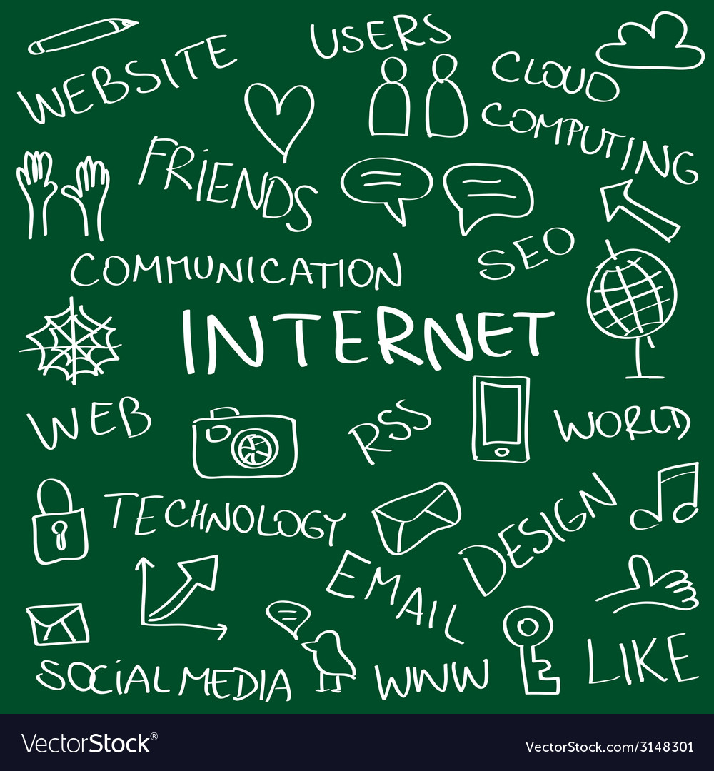 Internet doodles Royalty Free Vector Image - VectorStock