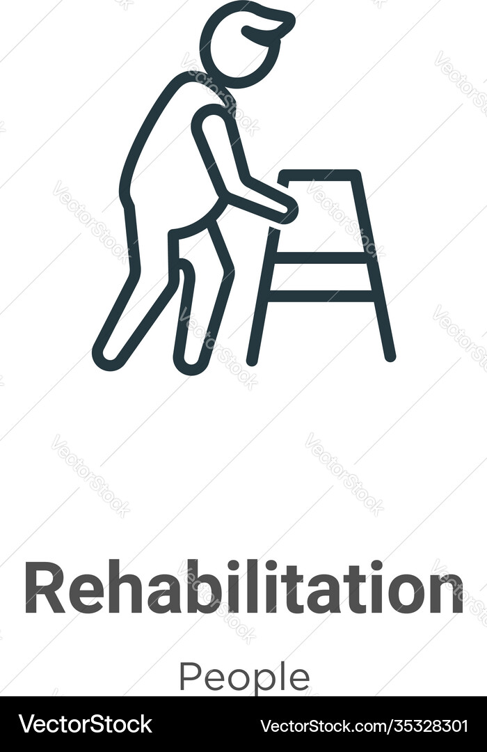 Rehabilitation outline icon thin line black Vector Image