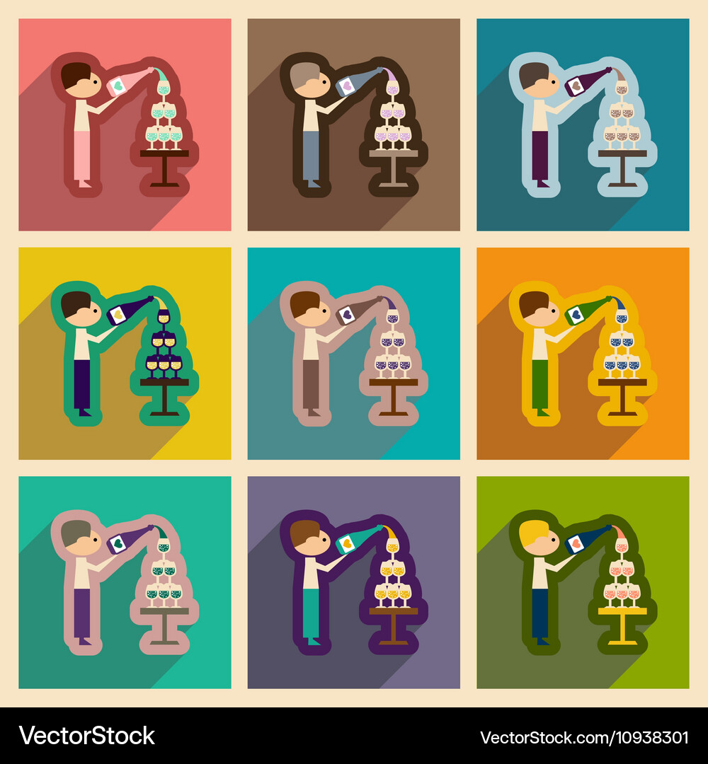 Set of flat web icons with long shadow pyramid Vector Image