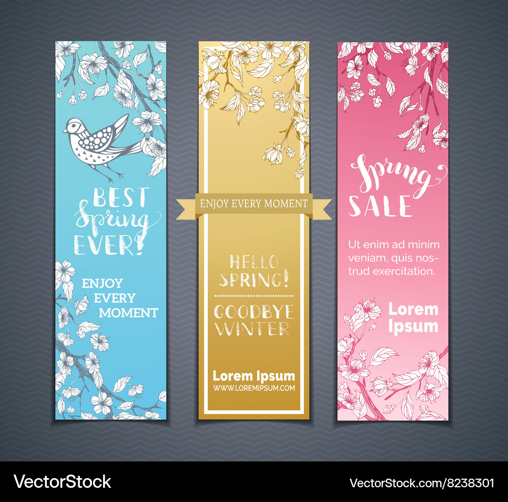 Set of vertical floral banners Royalty Free Vector Image