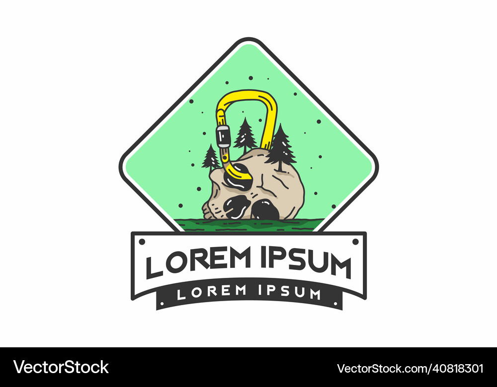 Skull head hanging on carabiner Royalty Free Vector Image