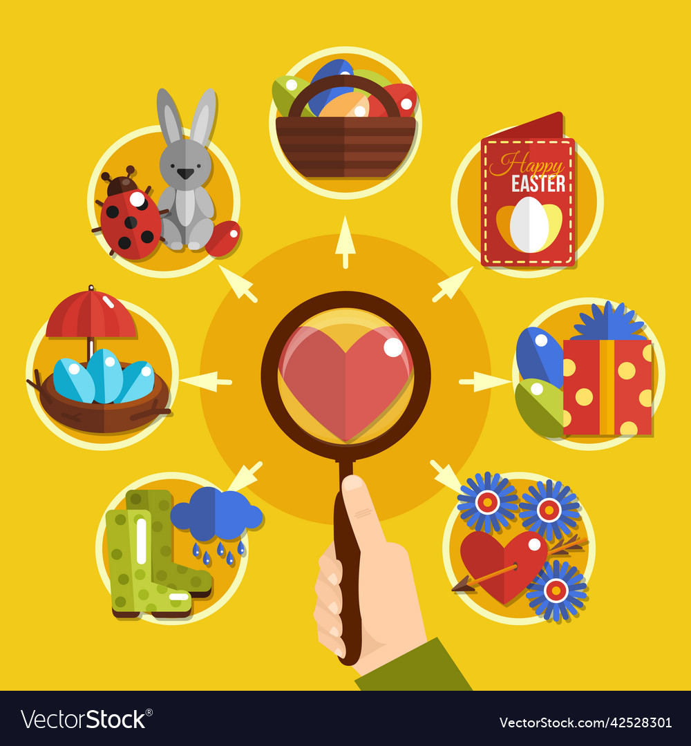 Spring easter flat concept Royalty Free Vector Image