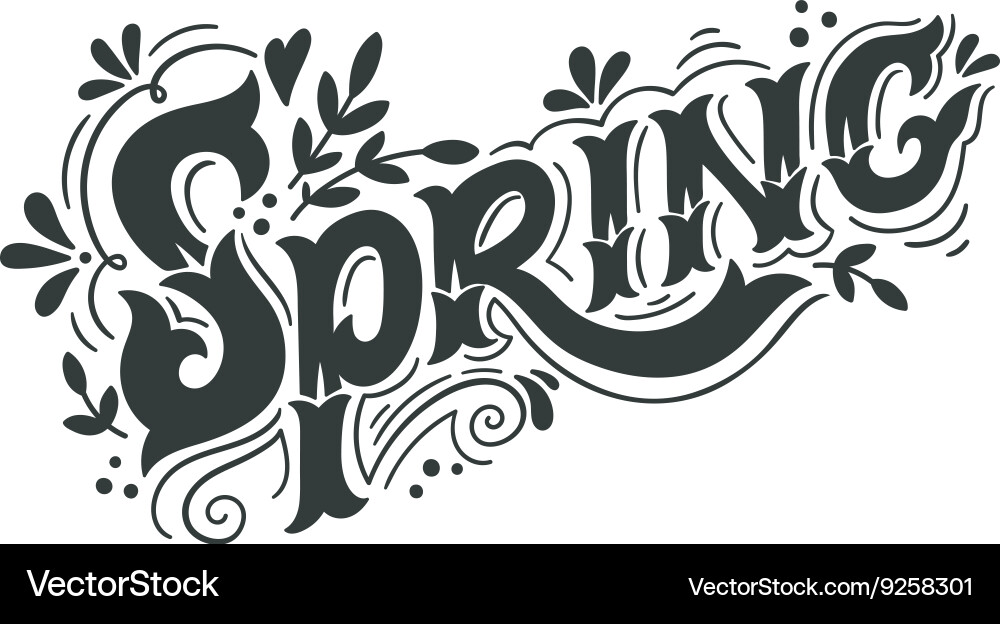 Spring hand drawn vintage lettering with floral Vector Image