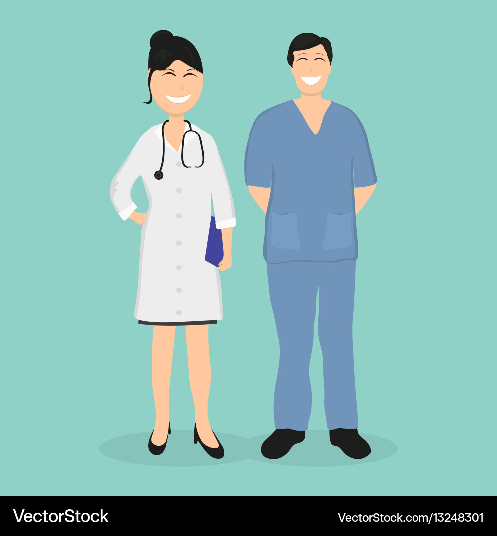 Two doctor in hospital flat design Royalty Free Vector Image