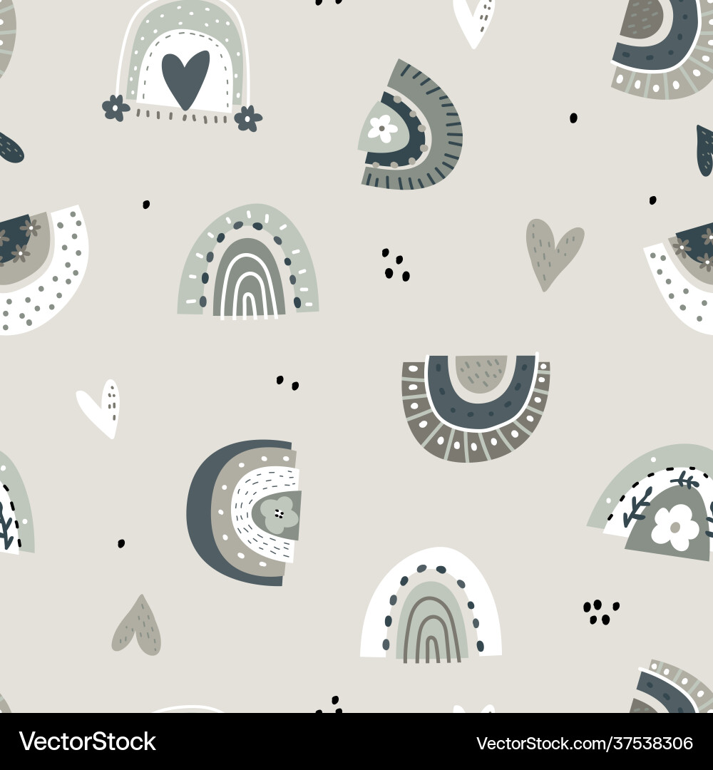 Boho style seamless pattern with hand drawn Vector Image