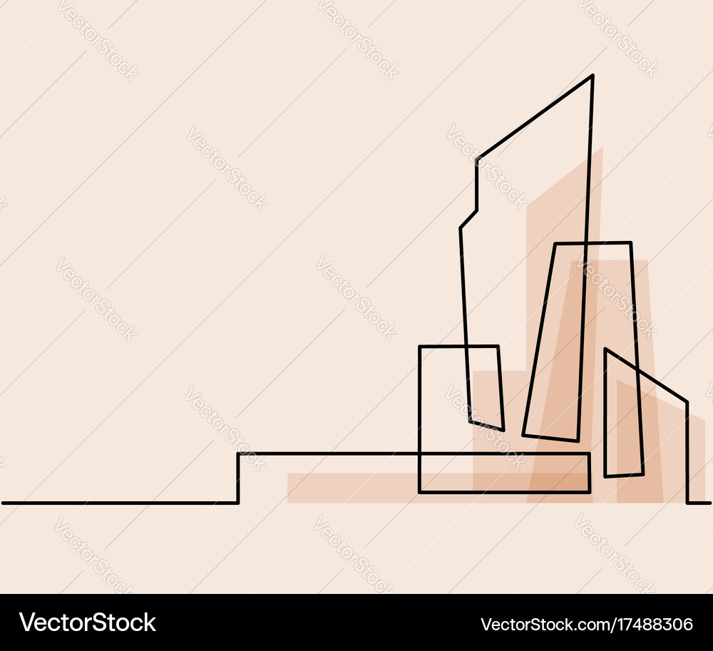 Building cityscape line art silhouette Royalty Free Vector