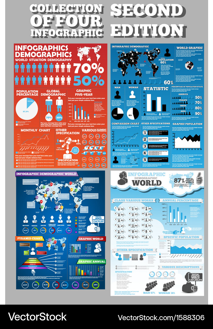 Collection of four infographics second edition Vector Image