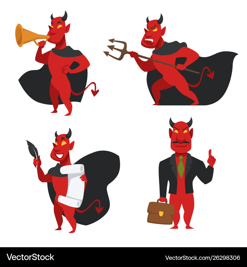 Demon or devil in cloak with horns and tail satan Vector Image