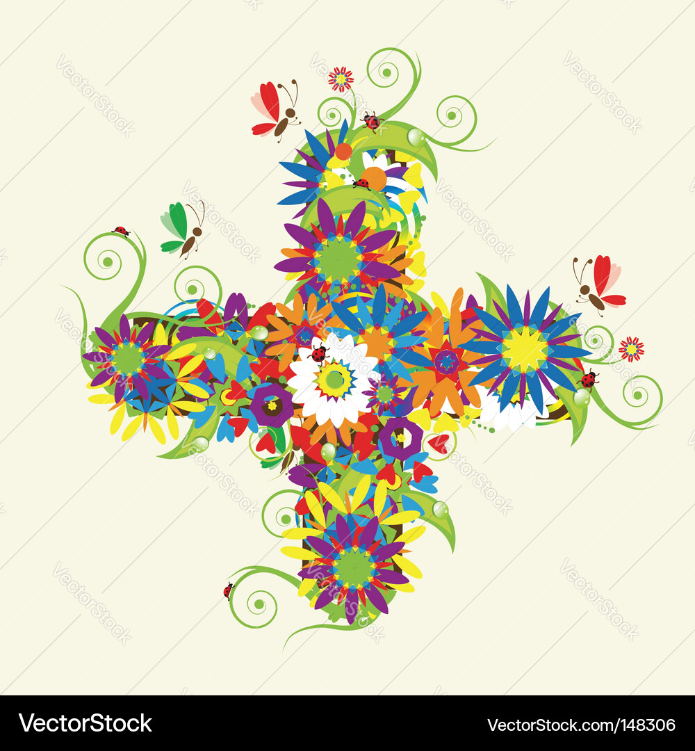 Floral Plus Sign Royalty Free Vector Image - VectorStock