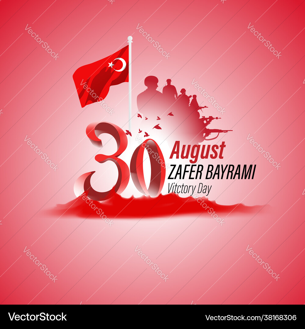 For turkey victory day -30 august written text Vector Image