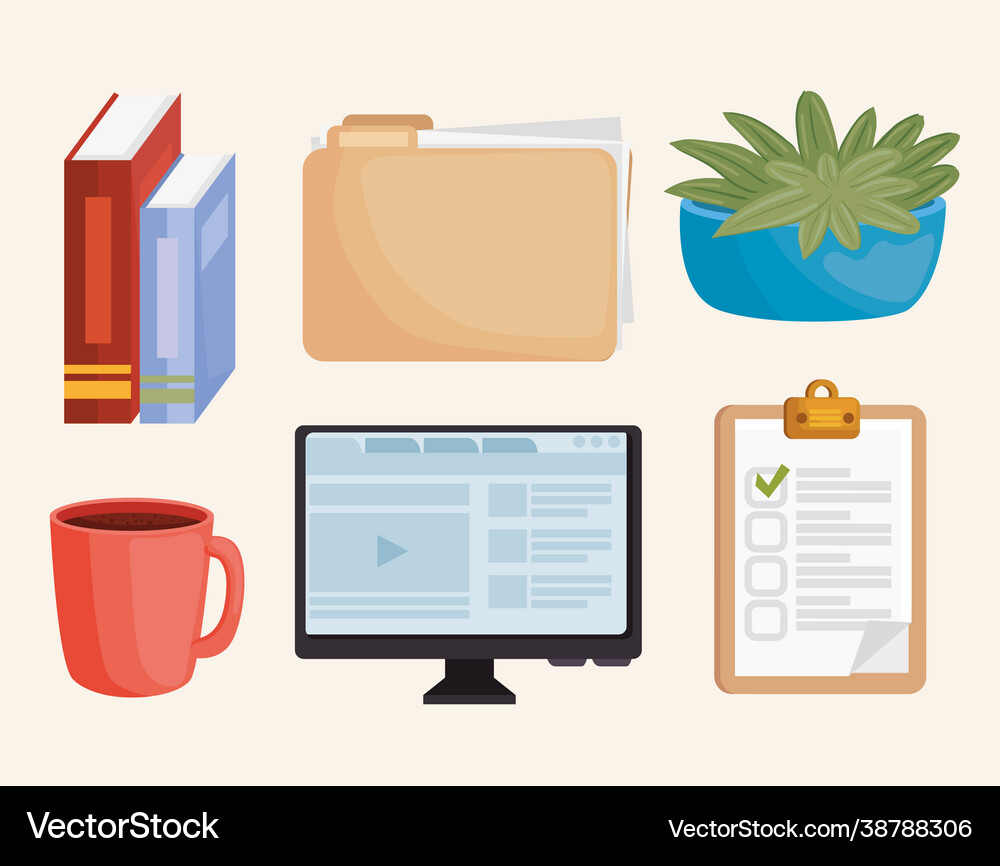 Icons with office supplies Royalty Free Vector Image