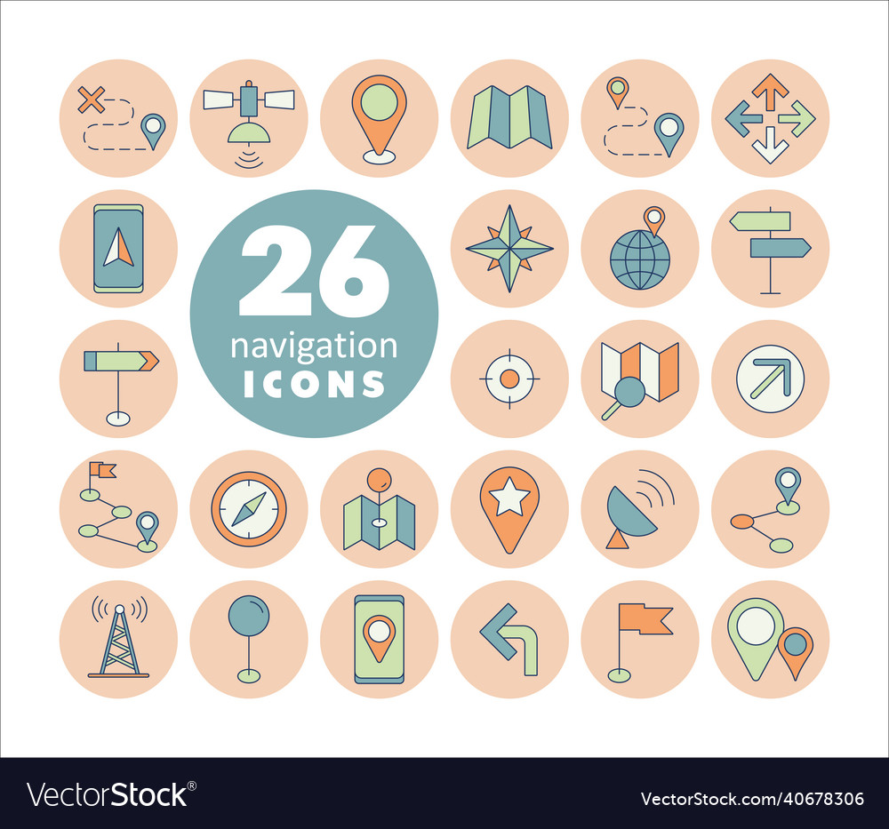 Maps location navigation icons set Royalty Free Vector Image