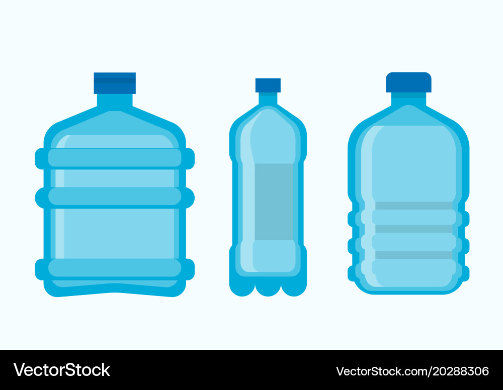 Plastic bottles with clean fresh mineral water set